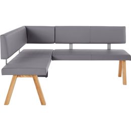 Eckbank Home Affaire "Rio", grau, B:190cm H:89cm T:140cm, Sitzbänke, Massivholz in Eiche geölt, Esszimmerbank bequem gepolstert