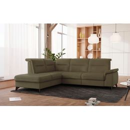 Sit & More Ecksofa SIT & MORE "Astoria L-Form", gr&uuml;n (olive), B:256cm H:91cm T:225cm, 100% Polyester, Sofas, Ecksofa, wahlweise mit motorischer Relaxfunktion
