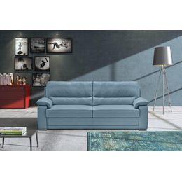2,5-Sitzer Egoitaliano "Doris, modernes Designersofa, Ledersofa mit erstklassiger Sitzqualit&auml;t", blau (t&uuml;rkis), B:192cm H:90cm T:93cm, Leder &raquo;BULL&laquo; (echtes Rindsleder). Geschliffenes, pigmentiertes und behandeltes Rindsleder mit einer Dicke von 1, 3-1, 5 mm. Dieses Leder zeigt eine ziemlich weiche Hand mit einem halb undurchsichtigen Aussehen. Es handelt sich um ein gesch&uuml;tztes Leder. Eine leichte