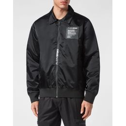 Daunenjacke Plein Sport "Bomberjacke", Herren, Gr. L, schwarz (02, schwarz), Obermaterial: 100% Polyester; Futter: 100% Polyester, Jacken