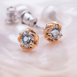 Holzkern Ohrringe Damen Gold und Topas