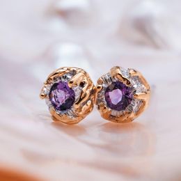 Holzkern Ohrringe Damen Gold und Amethyst