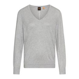BOSS Orange Damen BOSS Orange Strickpullover &raquo;Fiaffella Premium Damenmode&laquo; mit Ajour&eacute;-Detail hinten silber L