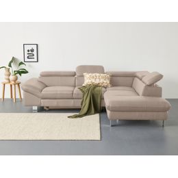 Ecksofa COTTA, B:268cm H:73cm T:214cm, beige, Kunstleder SOFTLUX;LEDER BEEFY (ein abgedecktes Spalt-Rindsleder) im Sitz und Rücken (Korpus in