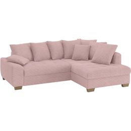 Ecksofa MR. COUCH, B:243cm H:88cm T:190cm, rosa, Stripes (92% Polyester / 8% Nylon), Wohnzimmer, Sofas, "Nikita II, L-Form", Wahlweise mit