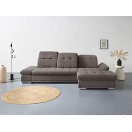 Ecksofa COTTA, B:302cm H:86cm T:190cm, schwarz, 100% Polyester, Wohnzimmer, Sofas, "Holiday L-Form mit Sitztiefen-, Armteil- und