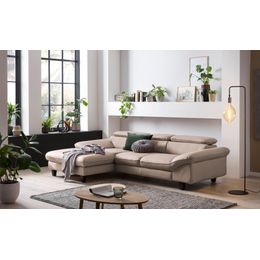 Ecksofa Home Affaire, B:268cm H:73cm T:108cm, beige, 100% Polyester, Feinstruktur 75000 Scheuertouren, Struktur 35000 Scheuertouren, Microfaser