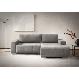 Ecksofa Inosign, B:241cm H:66cm T:165cm, grau, 100% POLYESTER (PES), Wohnzimmer, Sofas, "Bolero L-Form", wahlweise mit Bettfunktion & Bettkasten
