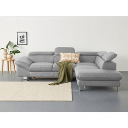 Ecksofa COTTA, B:268cm H:73cm T:214cm, grau, Kunstleder SOFTLUX;LEDER BEEFY (ein abgedecktes Spalt-Rindsleder) im Sitz und Rücken (Korpus in