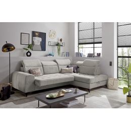 Ecksofa, B:282cm H:90cm T:200cm, beige, ED EXCITING DESIGN, 92% Polyester, 8% Nylon, Wohnzimmer, Sofas, "Rockdale L-Form mit Bettfunktion,