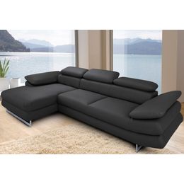Ecksofa Inosign, B:286cm H:73cm T:167cm, schwarz, Wohnzimmer, Sofas, "Solution L-Form", mit Arm- & Kopfteilverstellung, wahlweise mit Bettfunktion