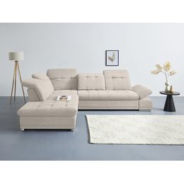 Ecksofa COTTA, B:310cm H:86cm T:265cm, beige, 100% Polyester, Wohnzimmer, Sofas, "Holiday L-Form mit Sitztiefen-, Armteil- und Kopfteilverstellung",