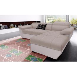 Ecksofa COTTA, B:265cm H:79cm T:102cm, braun, Edles Flachgewebe ( 100% Polyester ) / Feine Struktur ( 100% Polyester );Kunstleder SOFTLUX /