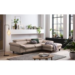 Ecksofa Home Affaire, B:268cm H:73cm T:108cm, beige, 100% Polyester, Feinstruktur 75000 Scheuertouren, Struktur 35000 Scheuertouren, Microfaser