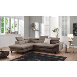 Ecksofa Home Affaire, B:266cm H:73cm T:108cm, braun, 100% Polyester; Feinstruktur 75000 Scheurtouren; Struktur 35000 Scheuertouren, Mikrofaser 40000
