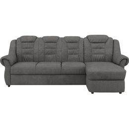 Ecksofa Home Affaire, B:262cm H:102cm T:165cm, grau, 100% Polyester, Wohnzimmer, Sofas, "Boston L-Form", mit hoher Rückenlehne, wahlweise mit