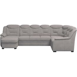 Wohnlandschaft COTTA, B:330cm H:99cm T:211cm, silber, 100% Polyester, Sofas, "Marcus U-Form", wahlweise mit Bettfunktion & Stauraum