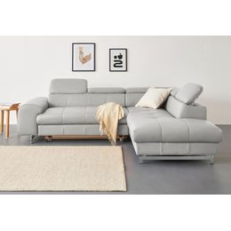 Ecksofa COTTA, B:257cm H:72cm T:206cm, grau, Luxus-Microfaser (100% Polyester);Kunstleder Softlux;Leder Advantage (abgedecktes Spalt-Rindsleder),