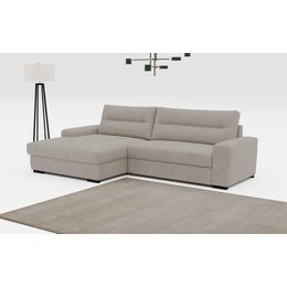 Ecksofa COTTA, B:295cm H:93cm T:163cm, grau, 100% POLYESTER (PES), Wohnzimmer, Sofas, "Cappa L-Form", wahlweise mit Bettfunktion & Bettkasten