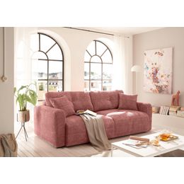Schlafsofa, B:235cm H:88cm T:120cm, rot, ED EXCITING DESIGN, 95% Polyester, 5% Polyamide, Kinderzimmer, Sofas, "Bullet", mit Bettkasten & 2 Zierkissen