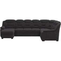 Wohnlandschaft COTTA, B:330cm H:99cm T:211cm, schwarz, 100% Polyester, Sofas, "Marcus U-Form", wahlweise mit Bettfunktion & Stauraum