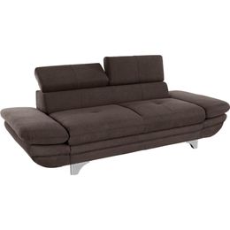 2-Sitzer COTTA, B:218cm H:75cm T:104cm, braun, Struktur (100% Polyester );Chenille (90% Polyester; 10% Polyamid ), Sofas, "Enterprise", Big-Sofa, mit