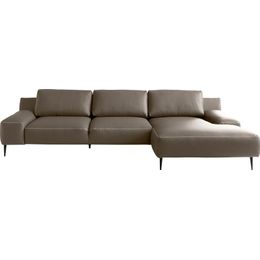 Ecksofa DESIGNWERK, B:344cm T:162cm, braun, Leder;Struktur 98% Polyester, 2% Acryl, Wohnzimmer, Sofas, "Forma L-Form, zeitloses Designsofa mit