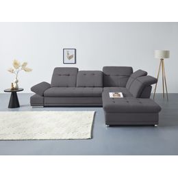 Ecksofa COTTA, B:310cm H:86cm T:265cm, grau, 90% Polyester, 10% Polyamid, Wohnzimmer, Sofas, "Holiday L-Form mit Sitztiefen-, Armteil- und
