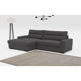 Ecksofa COTTA, B:295cm H:93cm T:163cm, grau, 100% POLYESTER (PES), Wohnzimmer, Sofas, "Cappa L-Form", wahlweise mit Bettfunktion & Bettkasten