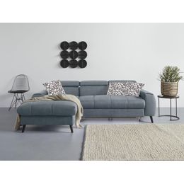 Ecksofa COTTA, B:236cm H:74cm T:164cm, grau, 100% Polyester, Wohnzimmer, Sofas, "Mia L-Form mit 3 Zierkissen", wahlweise mit Bettfunktion,