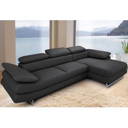 Ecksofa Inosign, B:270cm H:73cm T:167cm, schwarz, Wohnzimmer, Sofas, "Solution L-Form", mit Arm- & Kopfteilverstellung, wahlweise mit Bettfunktion