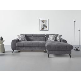 Ecksofa COTTA, B:236cm H:74cm T:164cm, grau, 90% Polyester 10% Polyamid, Wohnzimmer, Sofas, "Mia L-Form mit 3 Zierkissen", wahlweise mit