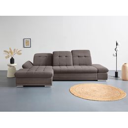 Ecksofa COTTA, B:302cm H:86cm T:190cm, schwarz, 100% Polyester, Wohnzimmer, Sofas, "Holiday L-Form mit Sitztiefen-, Armteil- und