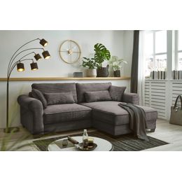 Ecksofa, B:255cm H:92cm T:185cm, braun, ED EXCITING DESIGN, 92% Polyester, 8% Nylon, Wohnzimmer, Sofas, "Angelina L-Form", mit Bettfunktion,