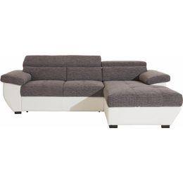 Ecksofa COTTA, B:265cm H:79cm T:102cm, grau, Edles Flachgewebe ( 100% Polyester ) / Feine Struktur ( 100% Polyester );Kunstleder SOFTLUX /