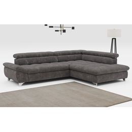 Ecksofa COTTA, B:312cm T:234cm, grau, Wohnzimmer, Sofas, "Gemini L-Form", mit Kopfteilverstellung, wahlweise mit Bettfunktion