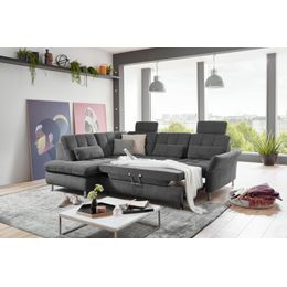 Ecksofa DIE PLANBAR, B:242cm H:87cm T:116cm, grau, 100% Polyester, Wohnzimmer, Sofas, "MP-IN20016 L-Form mit Federkern-Polsterung", wahlweise mit