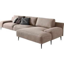 Ecksofa DESIGNWERK, B:344cm T:162cm, beige, Leder;Struktur 98% Polyester, 2% Acryl, Wohnzimmer, Sofas, "Forma L-Form, zeitloses Designsofa mit
