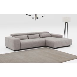 Ecksofa COTTA, B:304cm H:71cm T:186cm, grau, 96% POLYESTER (PES) / 4% POLYAMID (PA), Wohnzimmer, Sofas, "Side L-Form, mit Kopfteilverstellung & 3