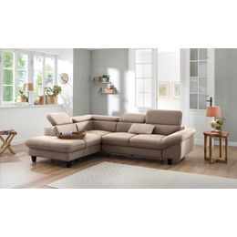 Ecksofa Home Affaire, B:266cm H:73cm T:108cm, beige, 100% Polyester; Feinstruktur 75000 Scheurtouren; Struktur 35000 Scheuertouren, Mikrofaser 40000
