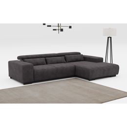 Ecksofa COTTA, B:304cm H:71cm T:186cm, schwarz, 96% POLYESTER (PES) / 4% POLYAMID (PA), Wohnzimmer, Sofas, "Side L-Form, mit Kopfteilverstellung & 3
