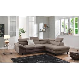 Ecksofa Home Affaire, B:266cm H:73cm T:108cm, braun, 100% Polyester; Feinstruktur 75000 Scheurtouren; Struktur 35000 Scheuertouren, Mikrofaser 40000