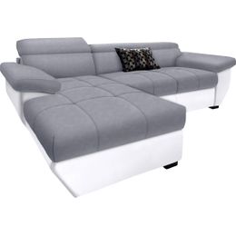 Ecksofa COTTA, B:265cm H:79cm T:102cm, grau, Edles Flachgewebe ( 100% Polyester ) / Feine Struktur ( 100% Polyester );Kunstleder SOFTLUX /