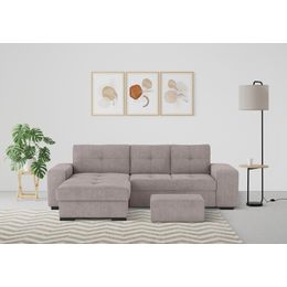 Ecksofa COTTA, B:268cm H:73cm T:156cm, grau, 100% Polyester, Wohnzimmer, Sofas, "Mattina L-Form", mit Hocker, wahlweise mit Bettfunktion & Bettkasten