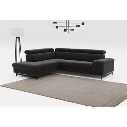 Ecksofa COTTA, B:262cm H:97cm T:215cm, schwarz, Wohnzimmer, Sofas, "Emma L-Form", mit Kopfteilverstellung, wahlweise mit Bettfunktion & Bettkasten