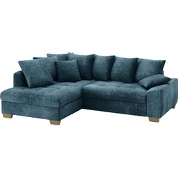 Ecksofa MR. COUCH, B:243cm H:88cm T:190cm, blau, Dolce (100% Polyester), Wohnzimmer, Sofas, "Nikita II, L-Form, bis 140kg pro Sitzplatz belastbar",