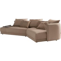 Ecksofa DESIGNWERK, B:333cm T:179cm, beige, 100% Polyester, Wohnzimmer, Sofas, "New York L-Form, anmutendes Designsofa", mit moderner R&ung im Rücken