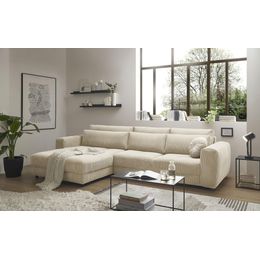 Ecksofa, B:333cm H:90cm T:194cm, beige, ED EXCITING DESIGN, 92% Polyester, 8% Nylon, Wohnzimmer, Sofas, "Barura L-Form", mit 3 Nierenkissen