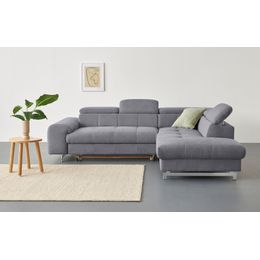 Ecksofa COTTA, B:257cm H:72cm T:206cm, grau, Luxus-Microfaser (100% Polyester);Kunstleder Softlux;Leder Advantage (abgedecktes Spalt-Rindsleder),