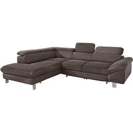 Ecksofa COTTA, B:266cm H:73cm T:214cm, braun, Struktur (100% Polyester);Chenille (90% Polyester, 10% Polyamid), Wohnzimmer, Sofas, "Driver L-Form",